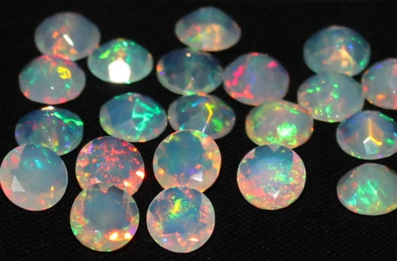 5 Pieces 5x5mm Natural Ethiopian Opal Round Faceted Cut Loose | Etsy