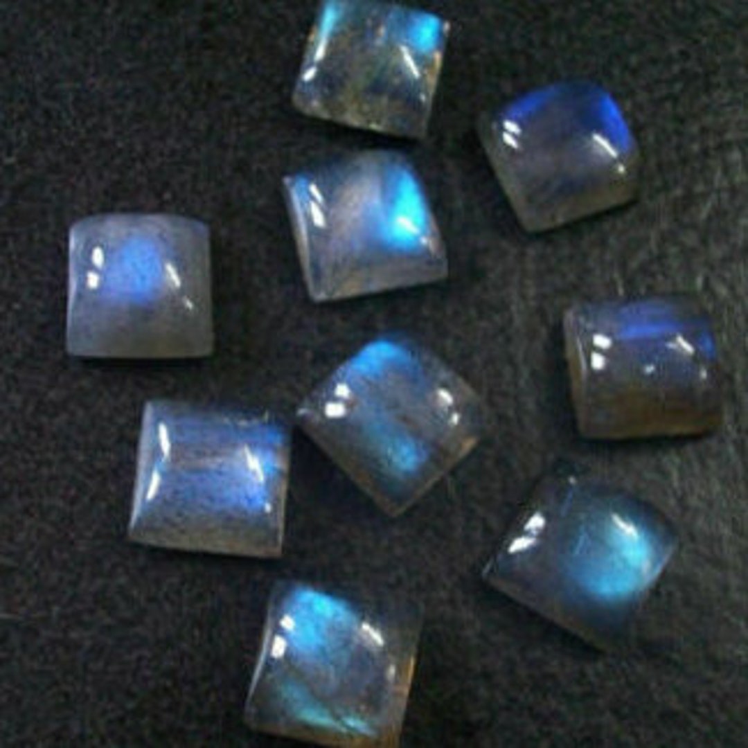 5 Pieces 9mm Natural Square Labradorite Cabochon Gemstone Lot - CLOSING ...