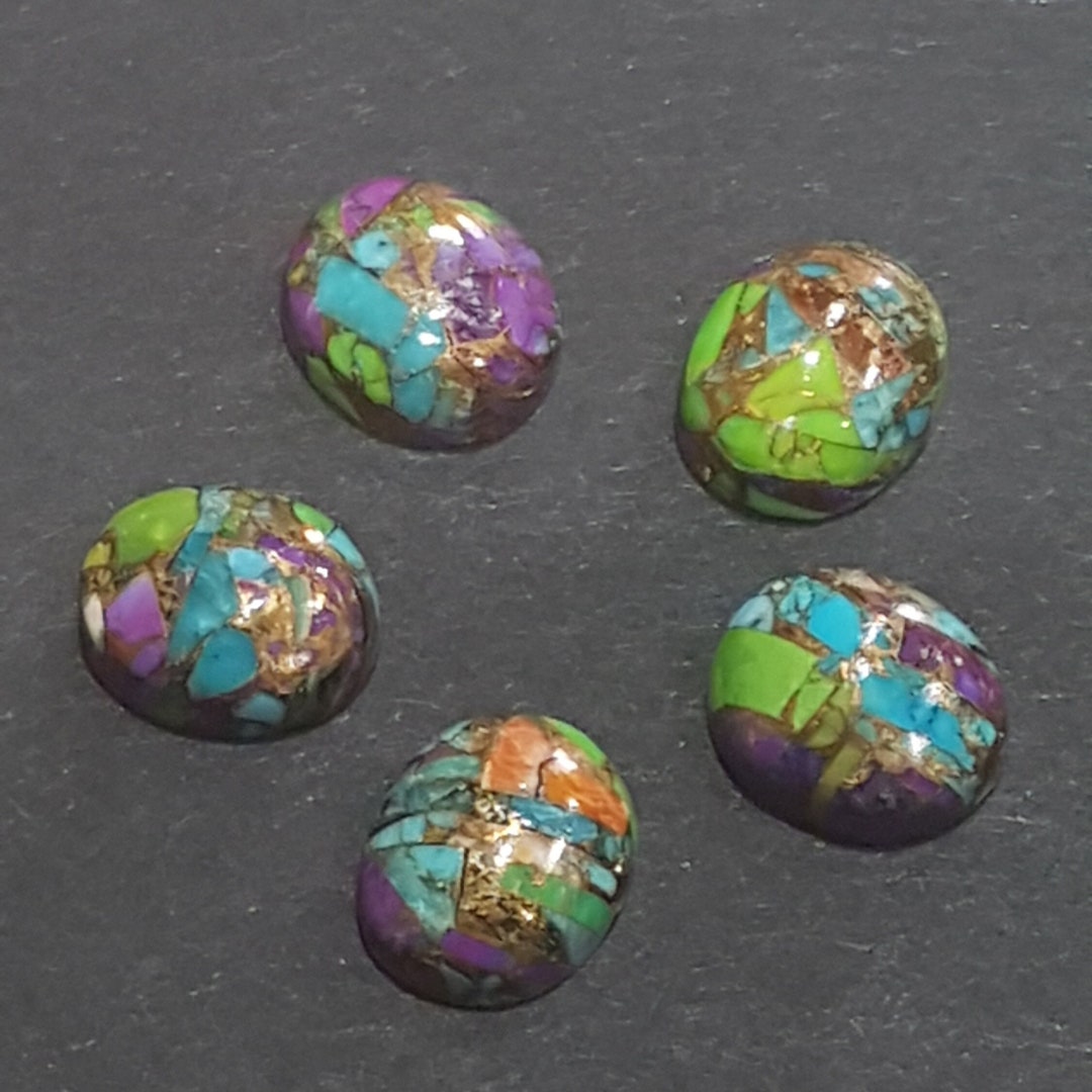 5 Pieces 10x12mm Mixed Copper Turquoise Cabochon Lot, CALIBRATED Oval ...