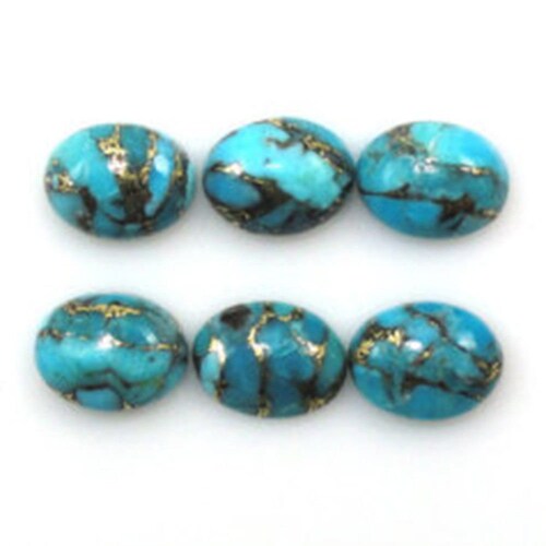5 Pieces 10x12mm Mohave Copper Turquoise Cabochon Lot - Etsy