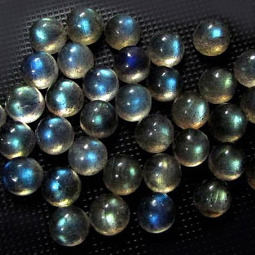 5 Pieces 7x7mm Natural Round Labradorite Cabochon, CALIBRATED ...