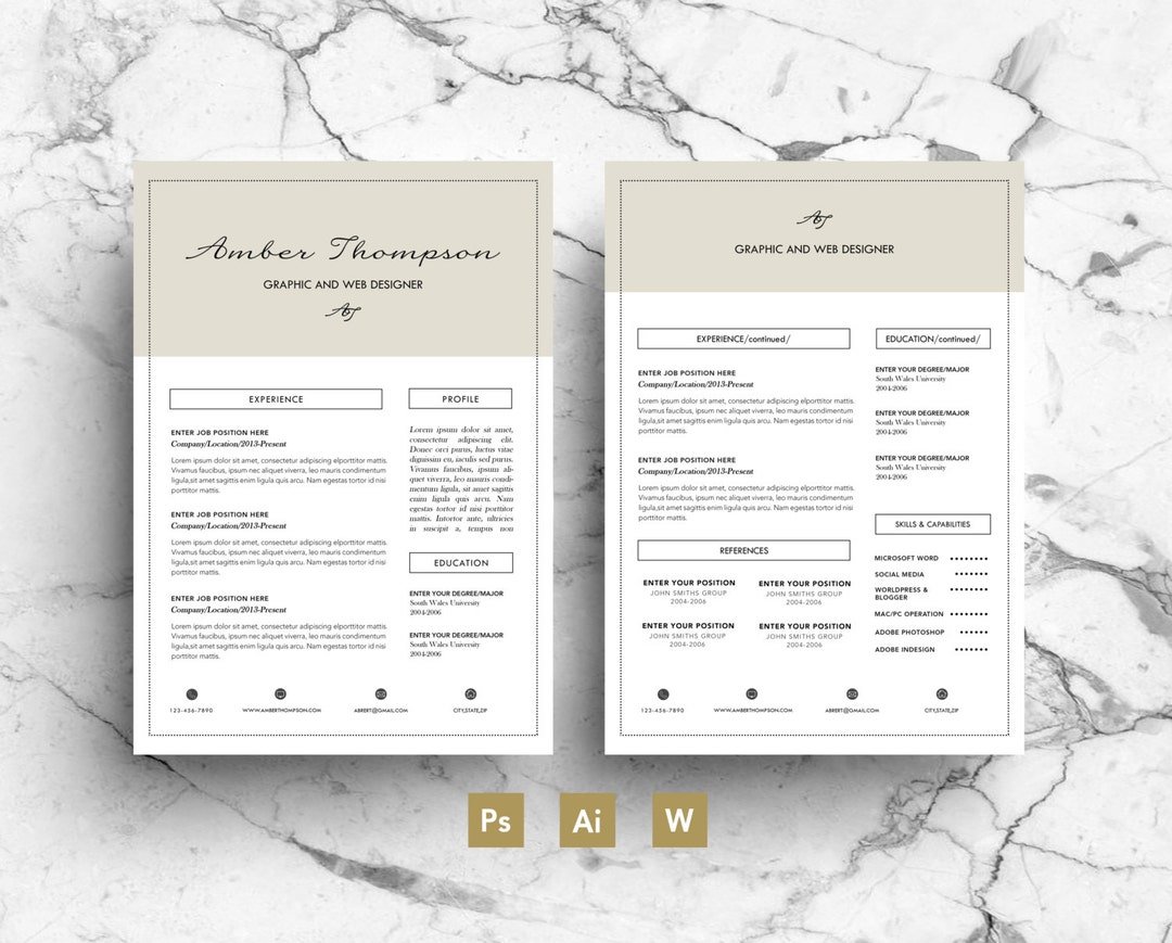 Custom Resume Template - DIY Editable Printable Modern Design Resume ...