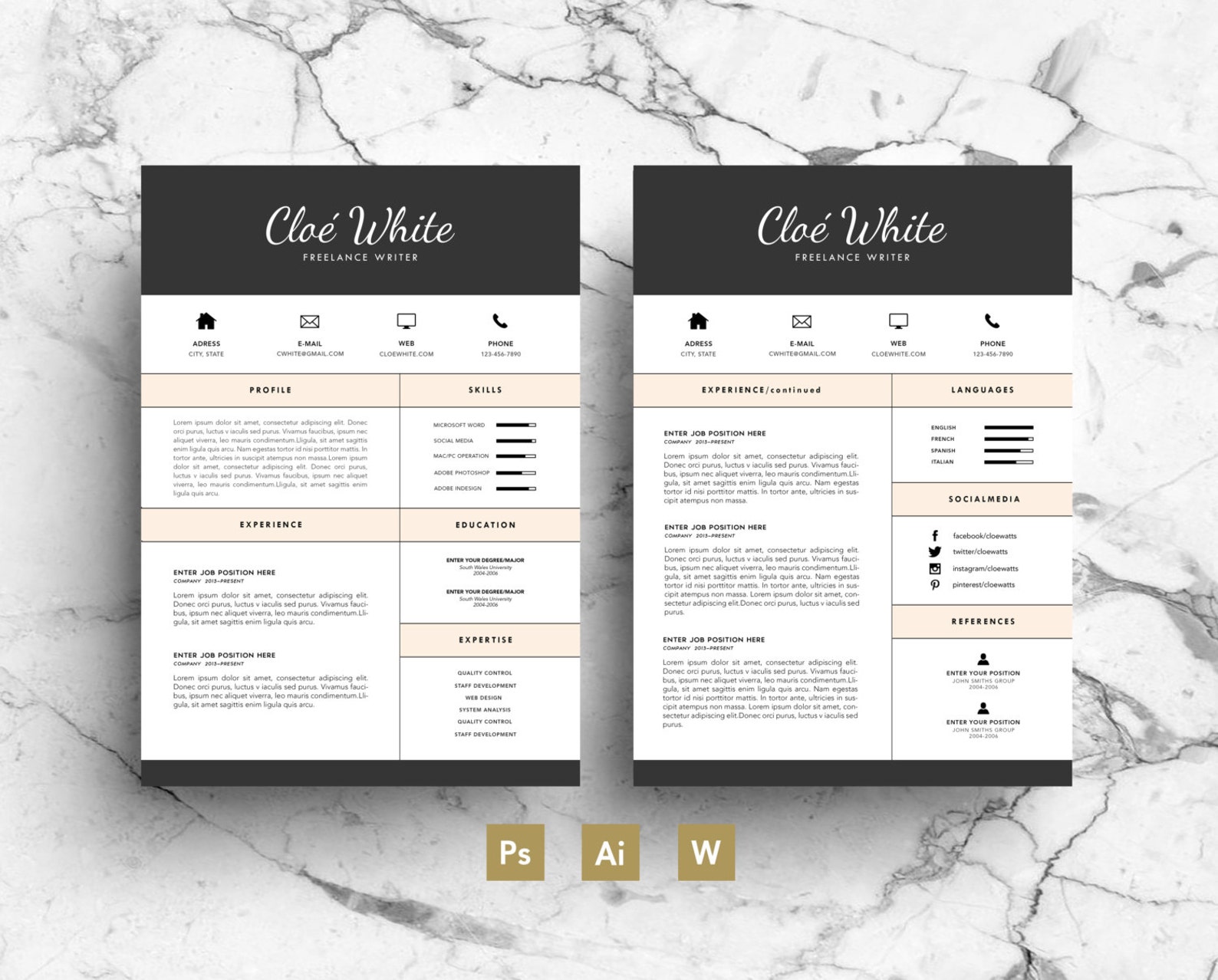 Creative CV Template With Business Card & Covering Letter Modern Simple ...