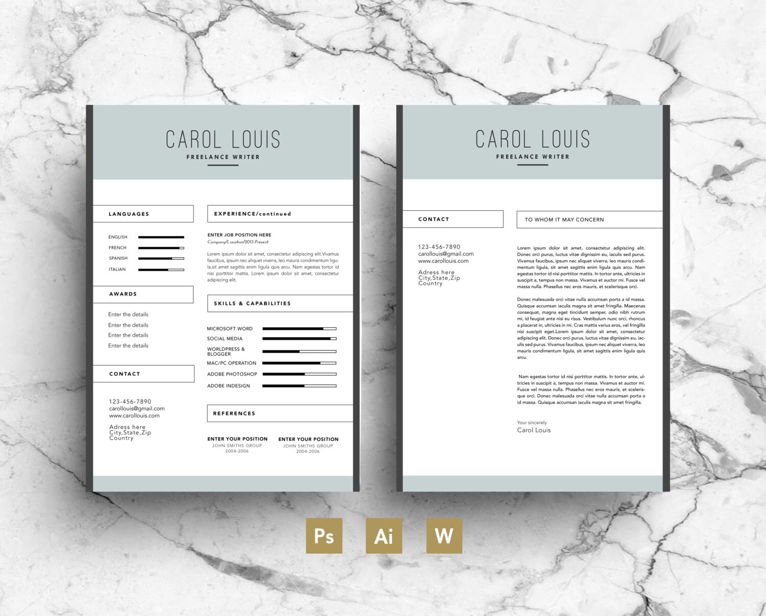 Printable Resume Template - Professional Modern Creative Instant ...