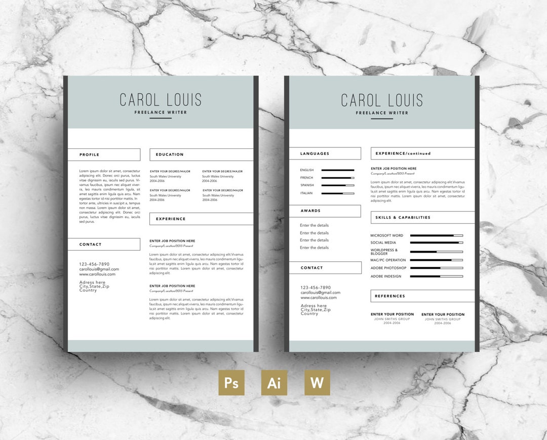Printable Resume Template - Professional Modern Creative Instant ...