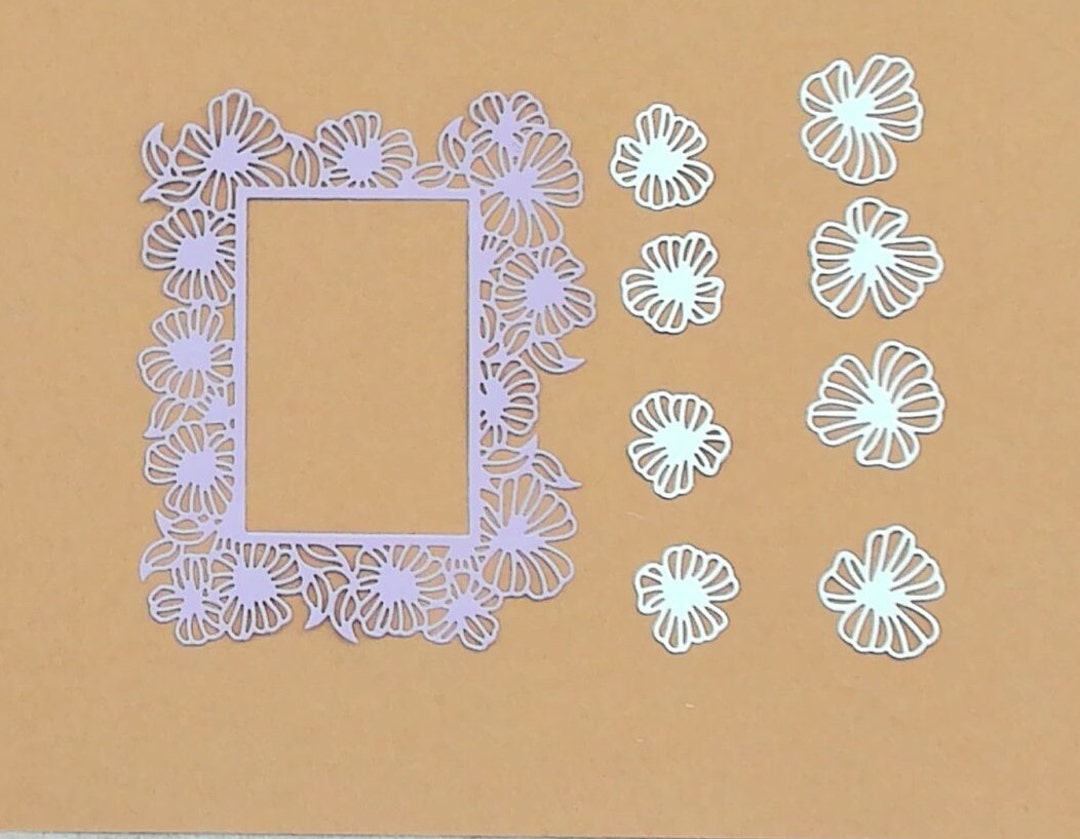 Rectangle Floral Frame, Delicate Flower Frame, Die Cut Flowers, Floral ...