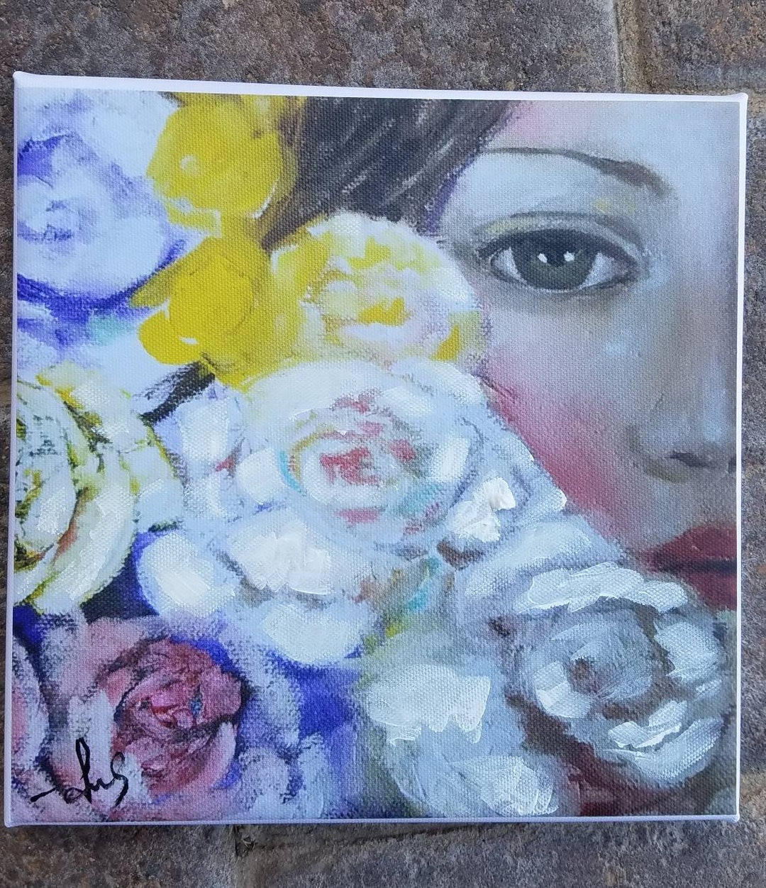 Rose Flowers and a Beautiful Woman Print on Canvas Made From - Etsy