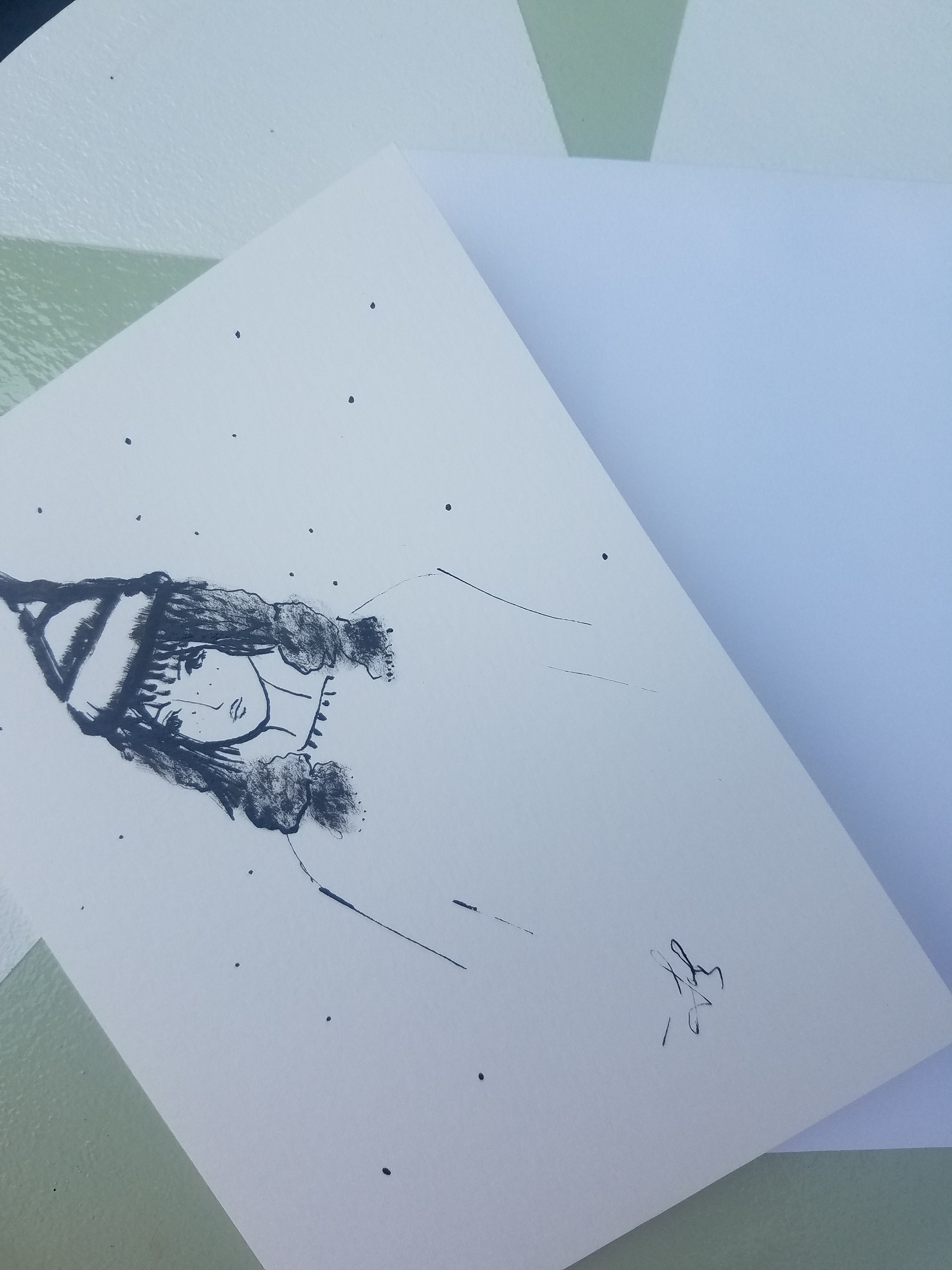 Original Ink Drawing of a Girl Wearing a Hat With a Moon - Etsy