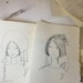 Simple Pencil Drawing on Paper of a Melancholy Girl in a Large Strange ...