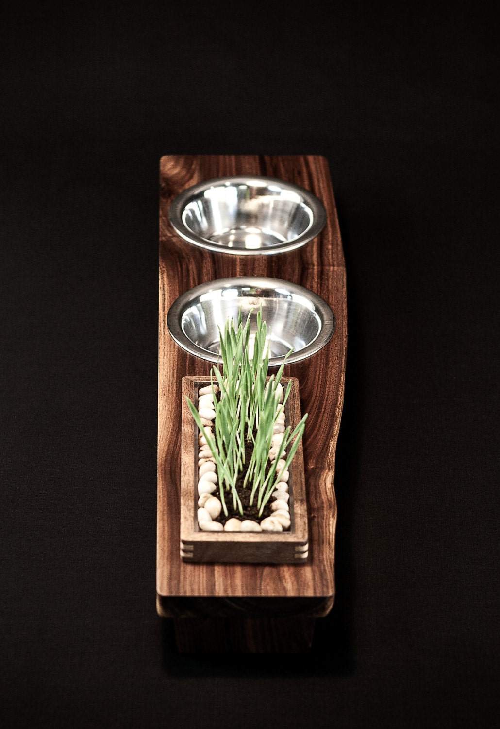 Live Edge Walnut Elevated Small Pet Feeding Stand With - Etsy