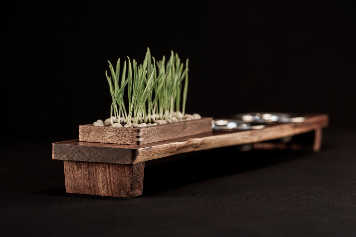 Live Edge Walnut Elevated Small Pet Feeding Stand With - Etsy