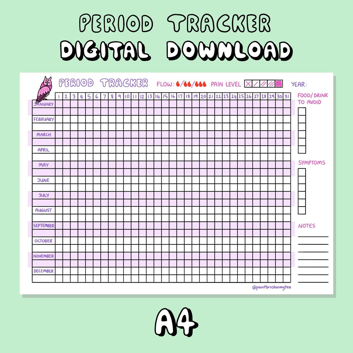 Printable Period Tracker Instant Download Period Tracker Period Planner ...