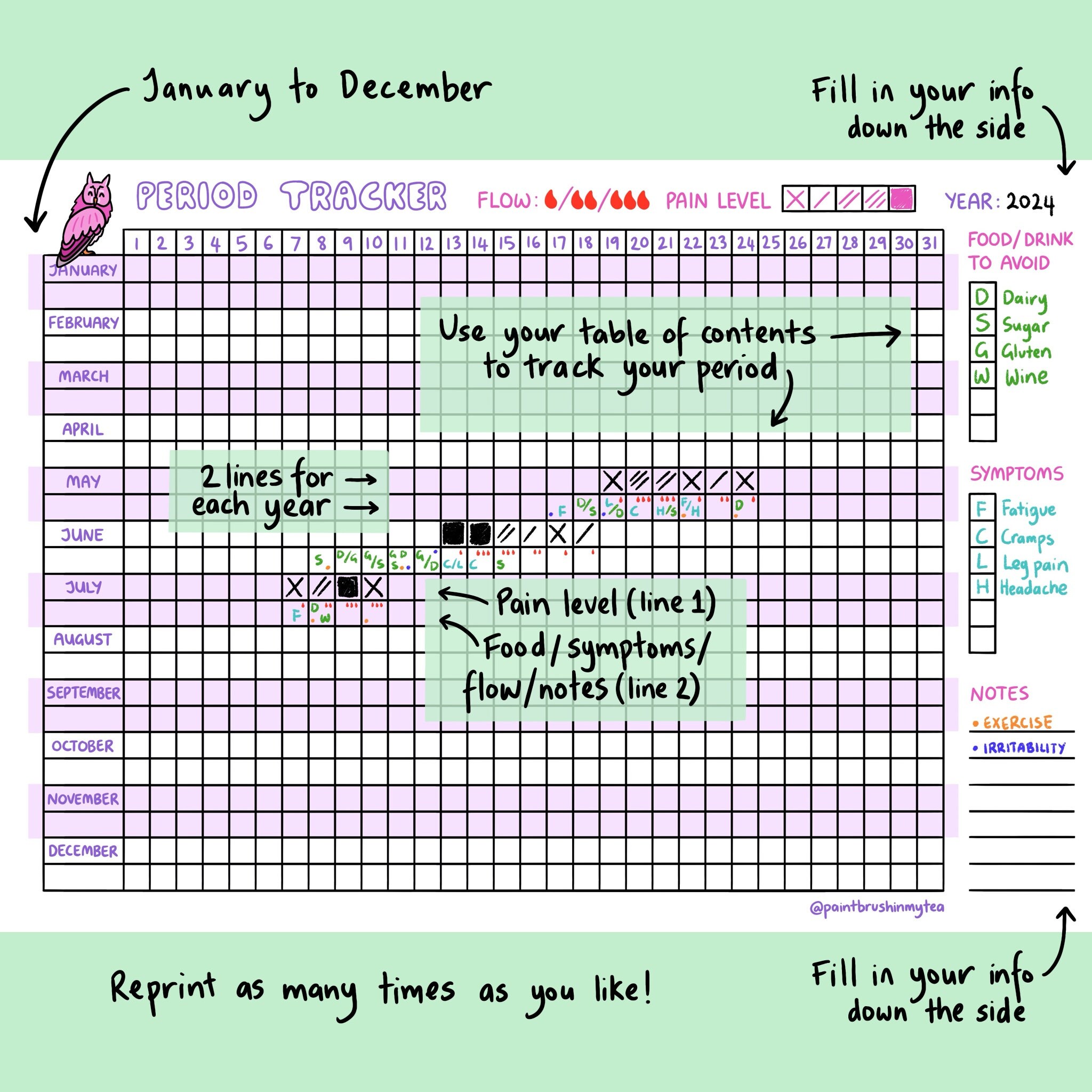 Printable Period Tracker - Instant Download - Period Tracker - Period ...