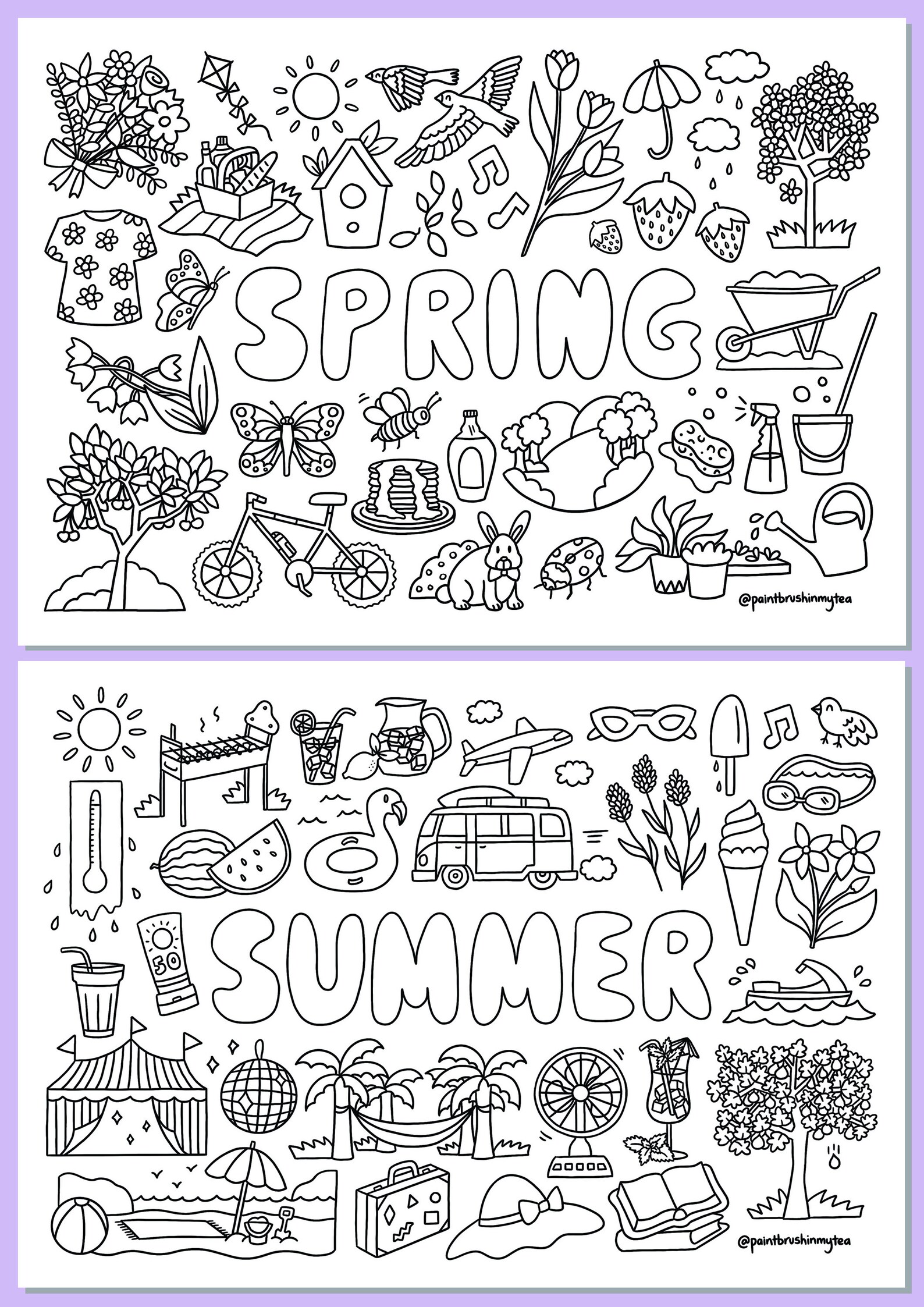 Printable Colouring Pages - the Seasons - Instant Download - Colouring ...