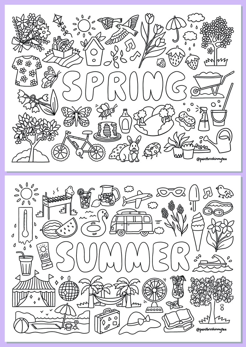 Printable Colouring Pages - the Seasons - Instant Download - Colouring ...