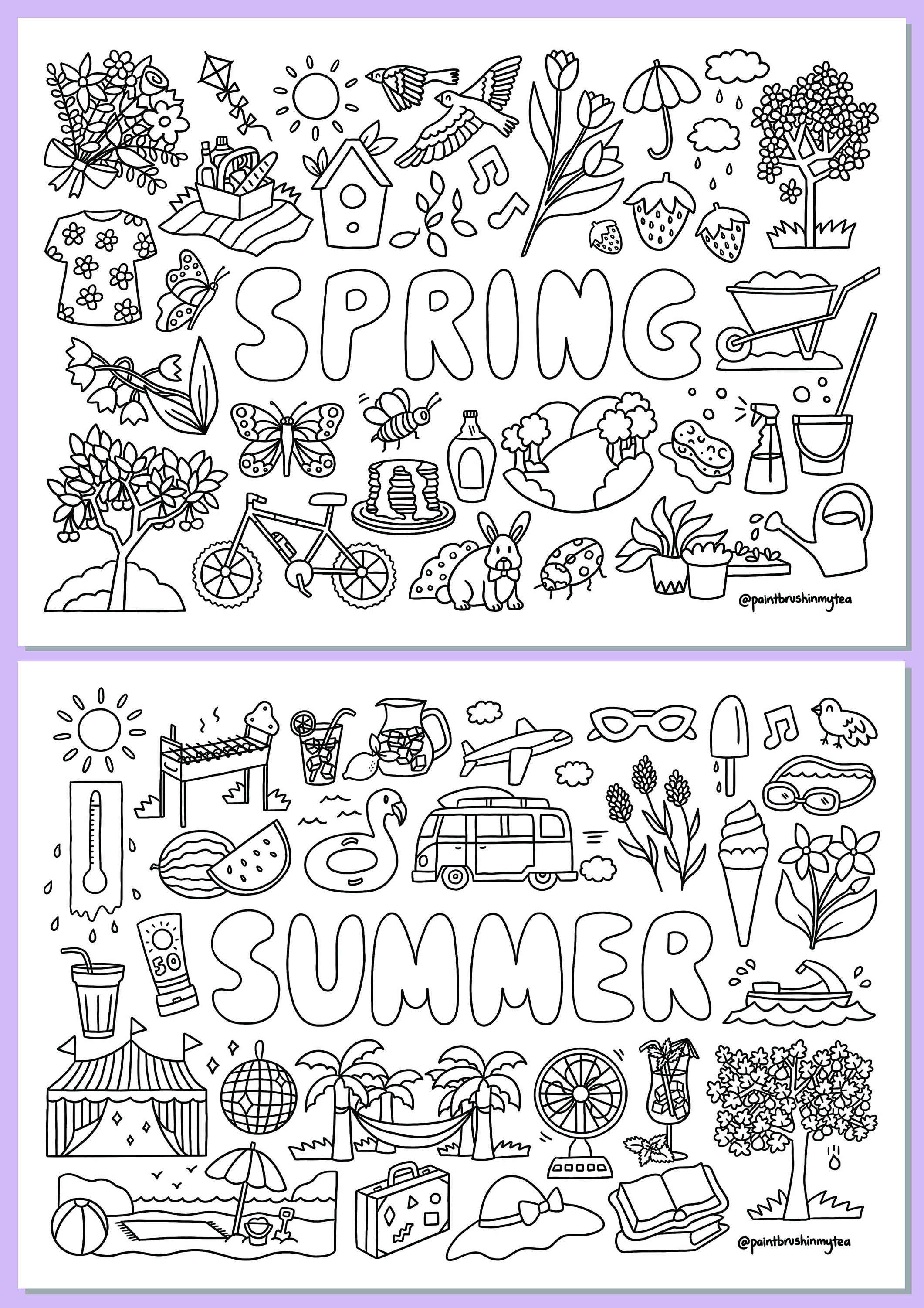 Printable Colouring Pages - the Seasons - Instant Download - Colouring ...