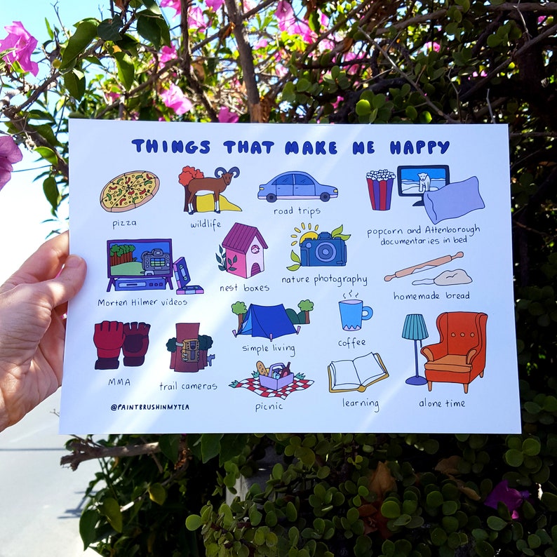 Personalised 'things That Make You Happy' Print - Custom Illustration ...