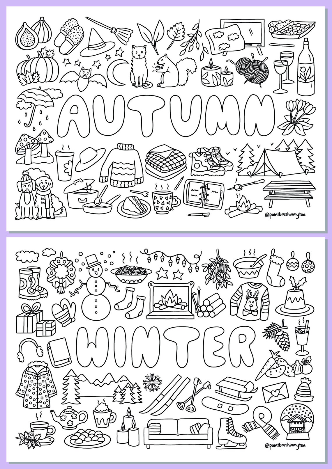 Printable Colouring Pages the Seasons Instant Download Colouring in ...
