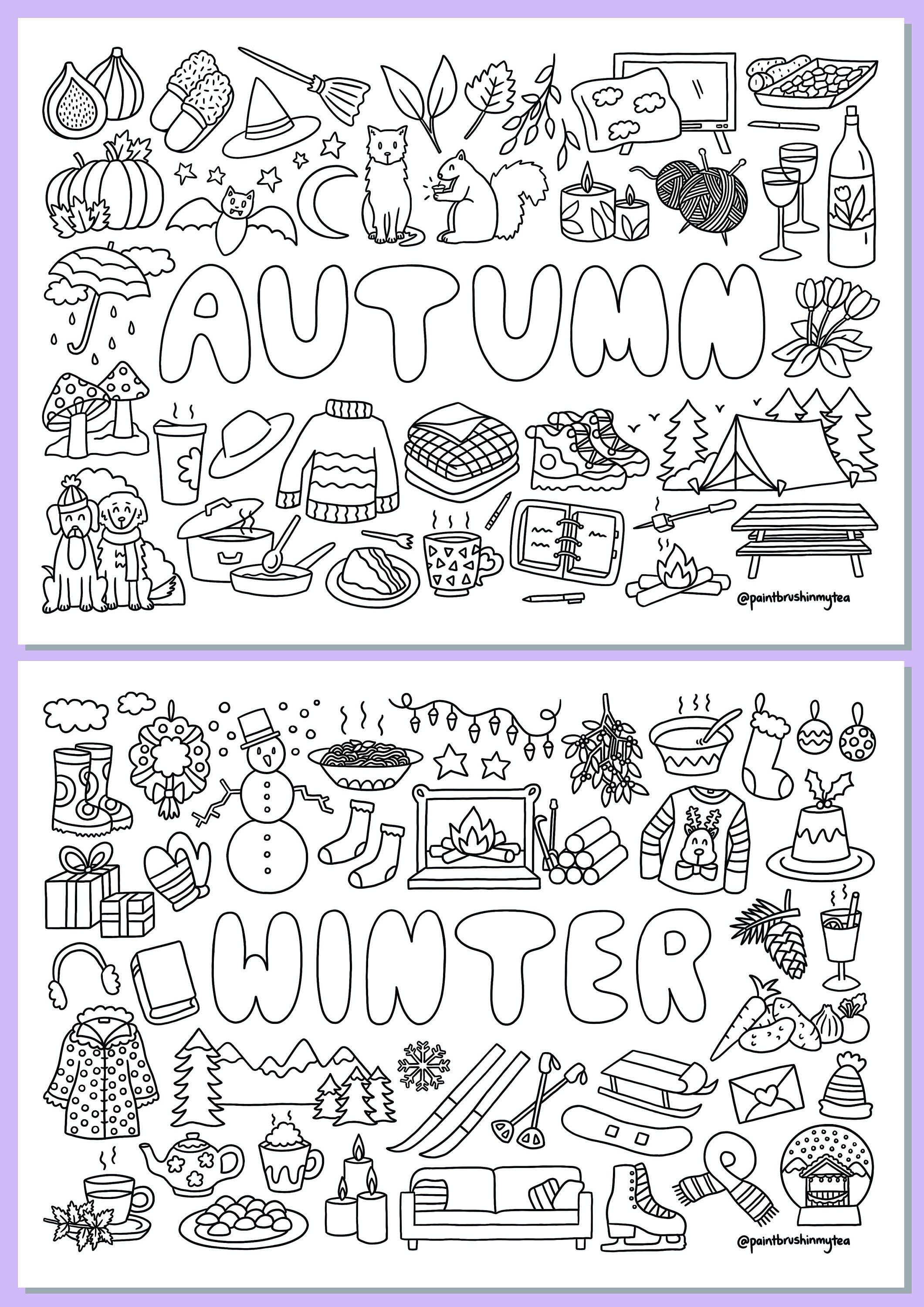 Printable Colouring Pages the Seasons Instant Download Colouring in ...