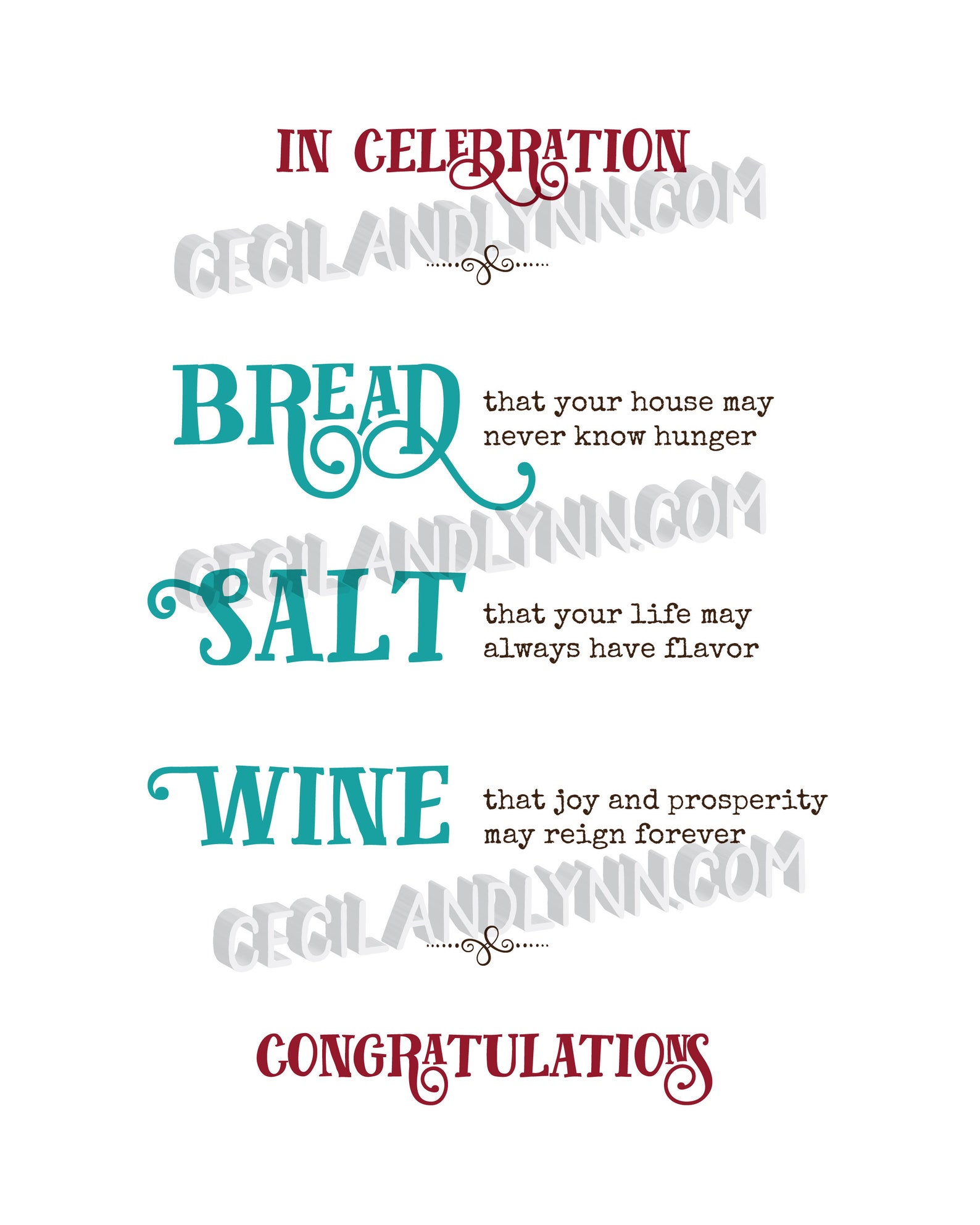 Printable Bread Salt Wine Quote Blessing Bread Salt Wine Gift Basket ...