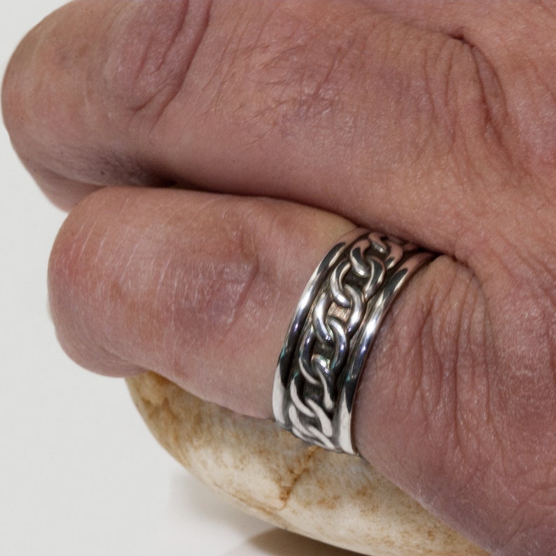 Chained Love ~ Sterling Silver Chain Ring, Oxidized Chain Ring ...