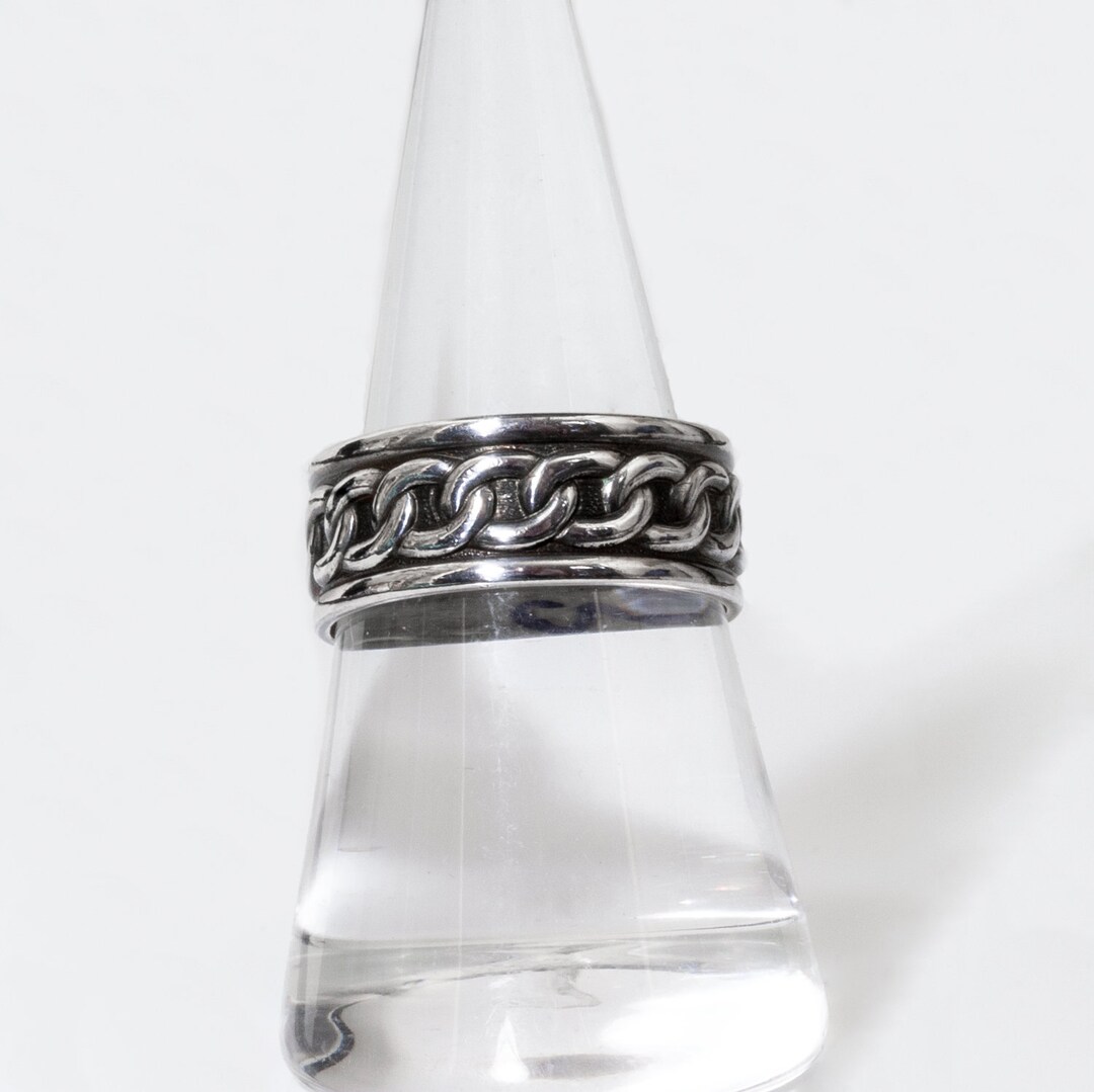 Chained Love ~ Sterling Silver Chain Ring, Oxidized Chain Ring ...