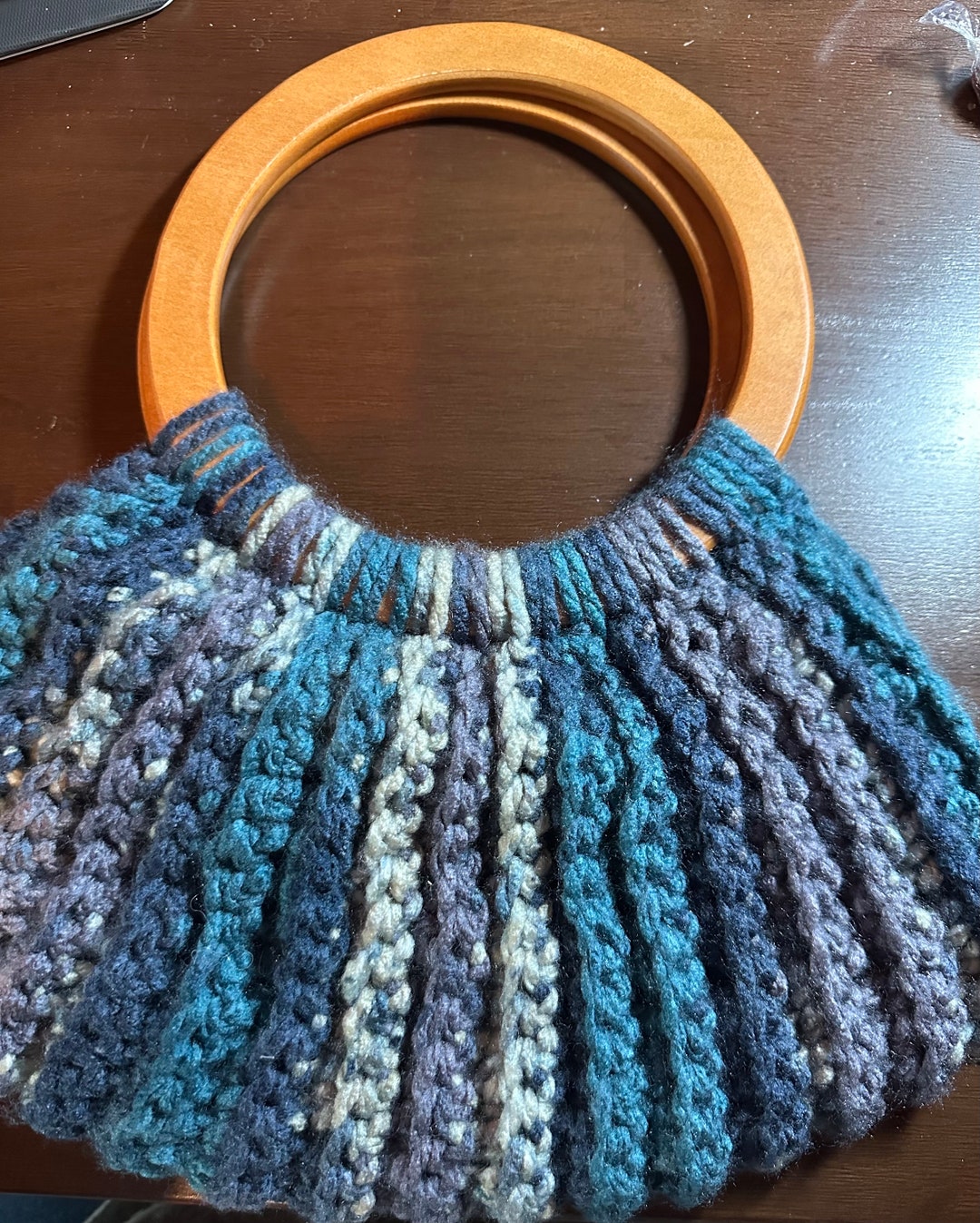 Crocheted Handbag With Wooden Handles - Etsy