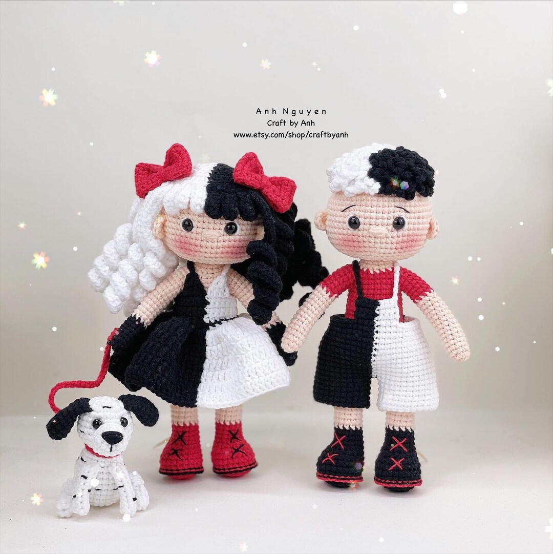 CROCHET PATTERN Boy and Girl Dolls Cruella Inspired - Etsy