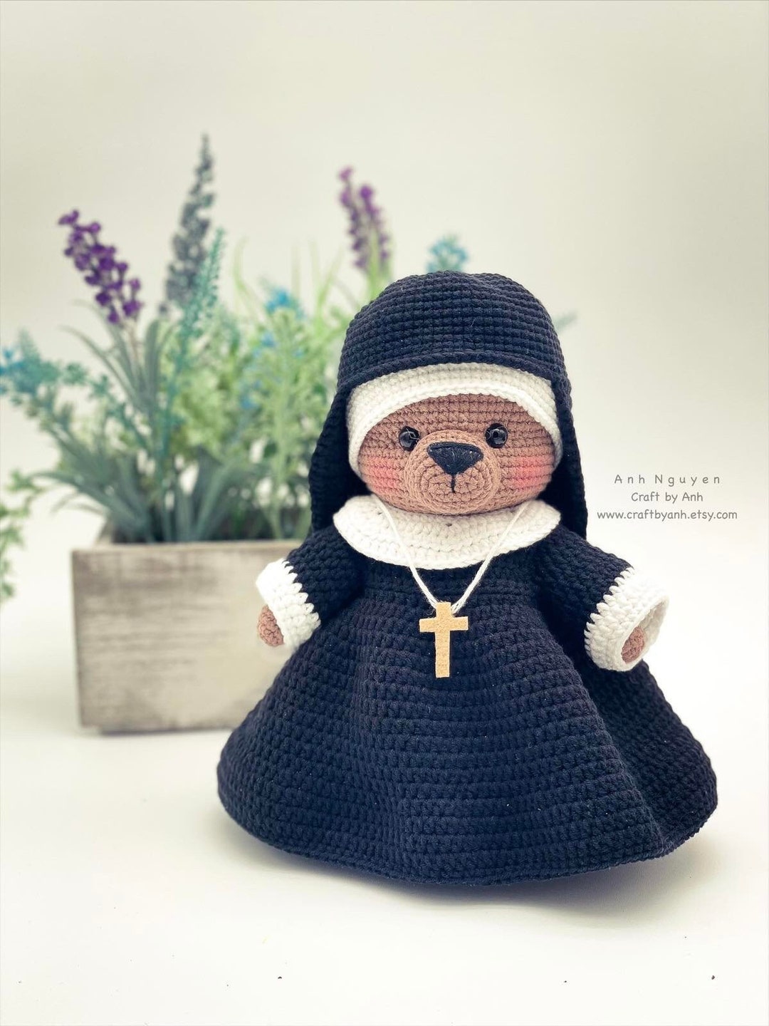 PDF FILES NUN Teddy Bear Crochet Pattern - Etsy