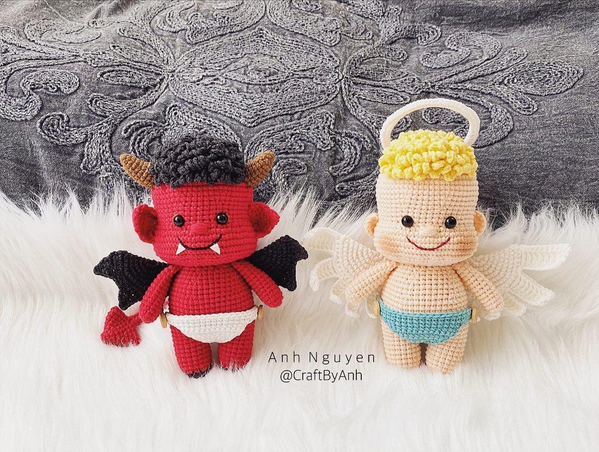 CROCHET PATTERN 2 in 1 Baby angel and devil amigurumi doll | Etsy