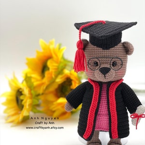 PDF PATTERN - Female Graduation Teddy Bear Crochet Pattern, Amigurumi ...