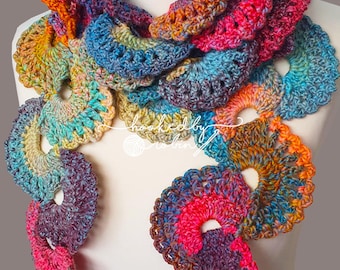 Crochet Fan Lace Scarf * PDF Pattern * - Made in ONE PIECE! American ...