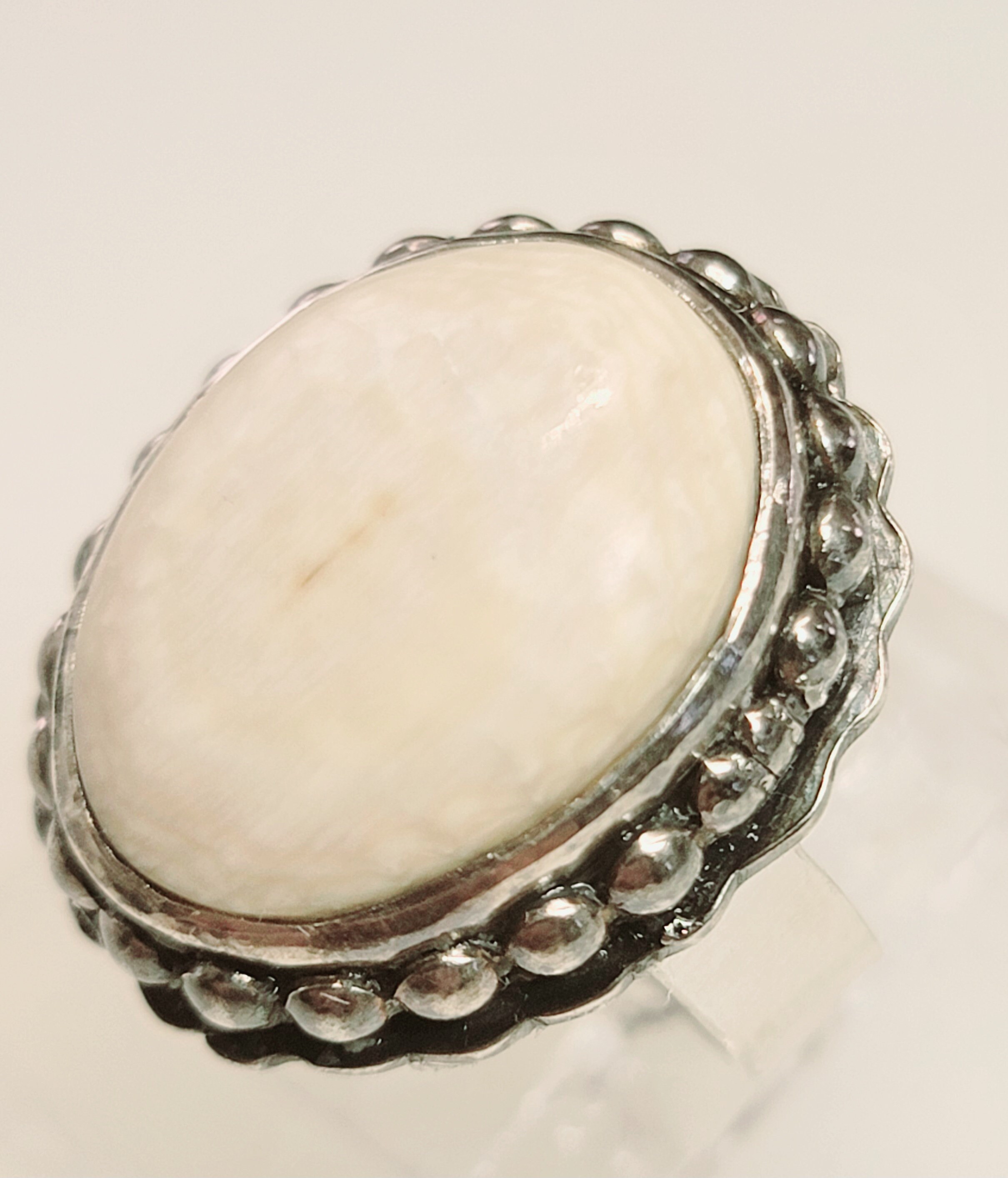Natural Mastodon Tusk Oval Gemstone Silver Ring 6 Plus, Mastodon Tusk ...