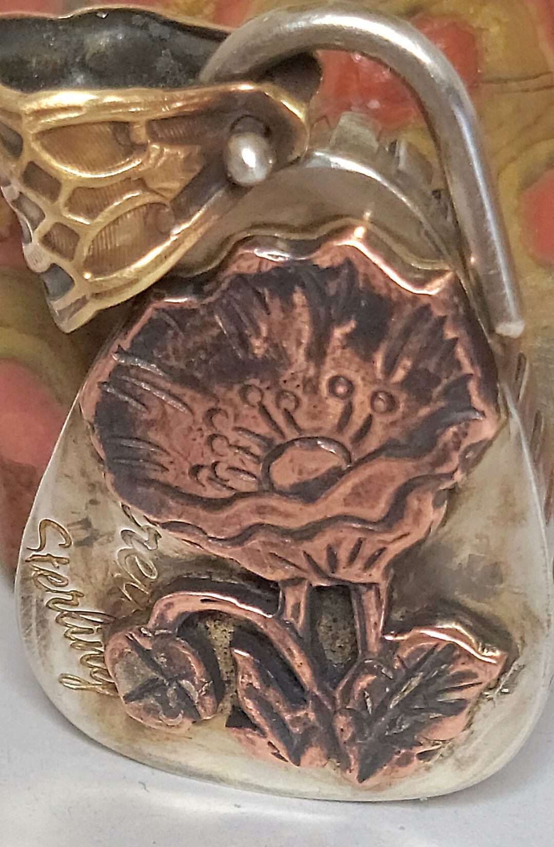 Mixed Metal Silver Poppy Pendant, Brass Bronze and Silver Morgan Hill ...