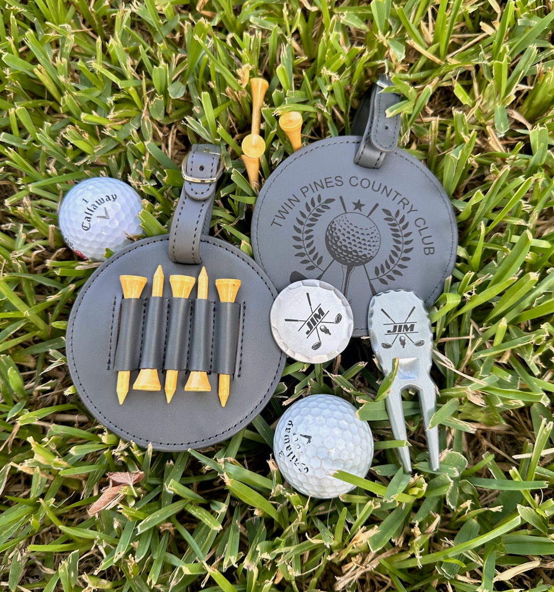 Personalized Golf Bag Tag | Custom Ball Marker Divot Tool | Leather ...