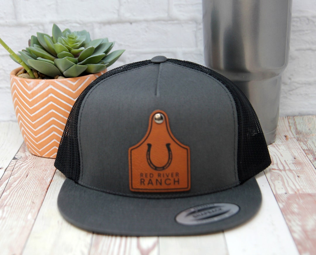 Custom Ear Tag Hat Trucker Leather Patch Hat Cattle Tag Logo ...