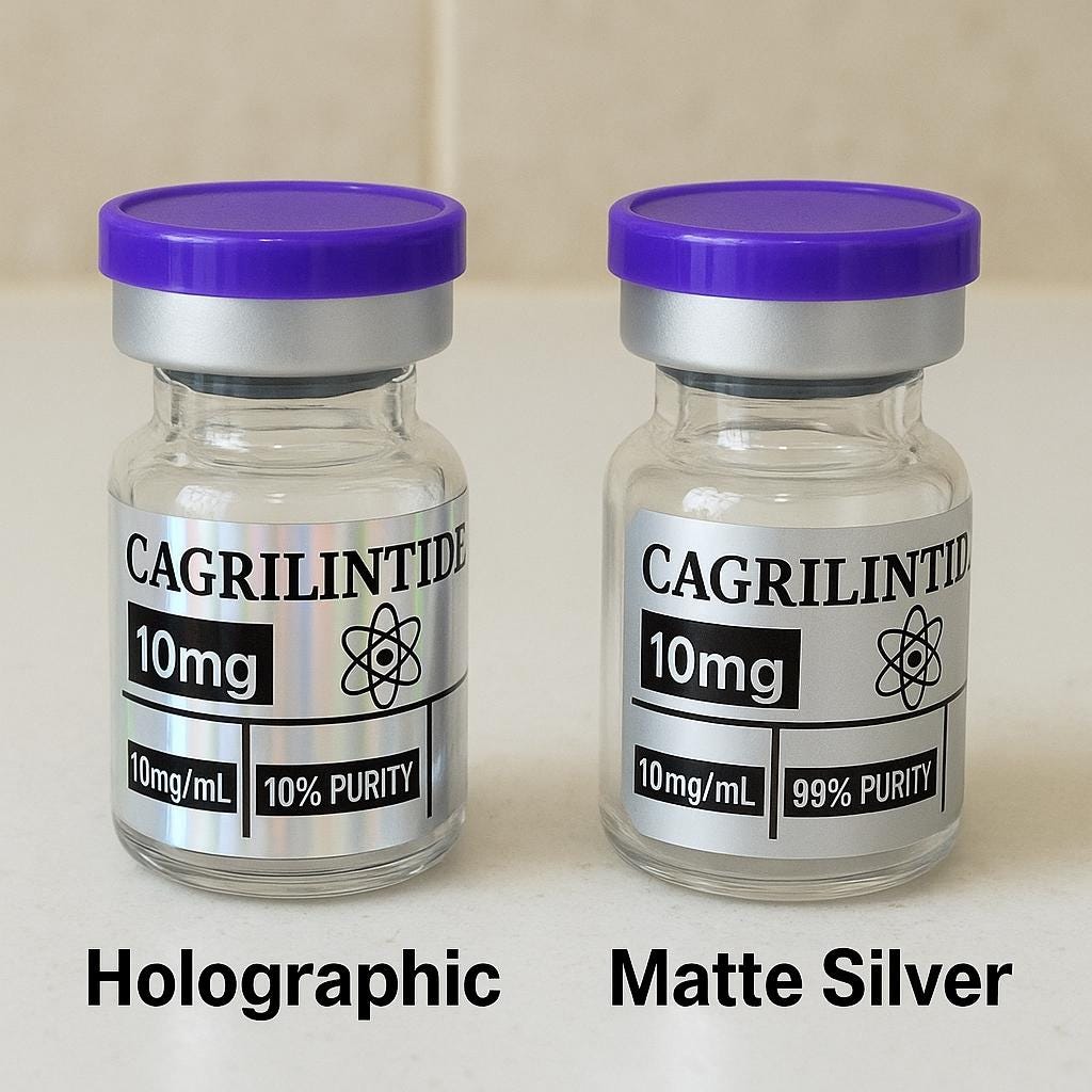 Peptide Vial Labels | Silver Waterproof & Oil-proof Stickers for 3ml ...