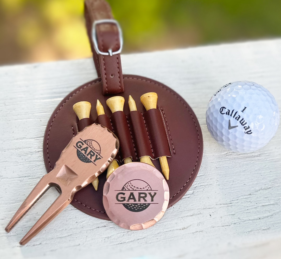 Personalized Golf Bag Tag Custom Ball Marker Divot Tool Leather Golf ...