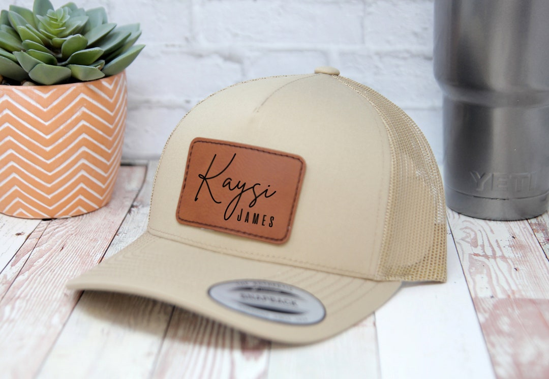 Custom Hat | Trucker Leather Patch | Cap With Name | Personalized ...