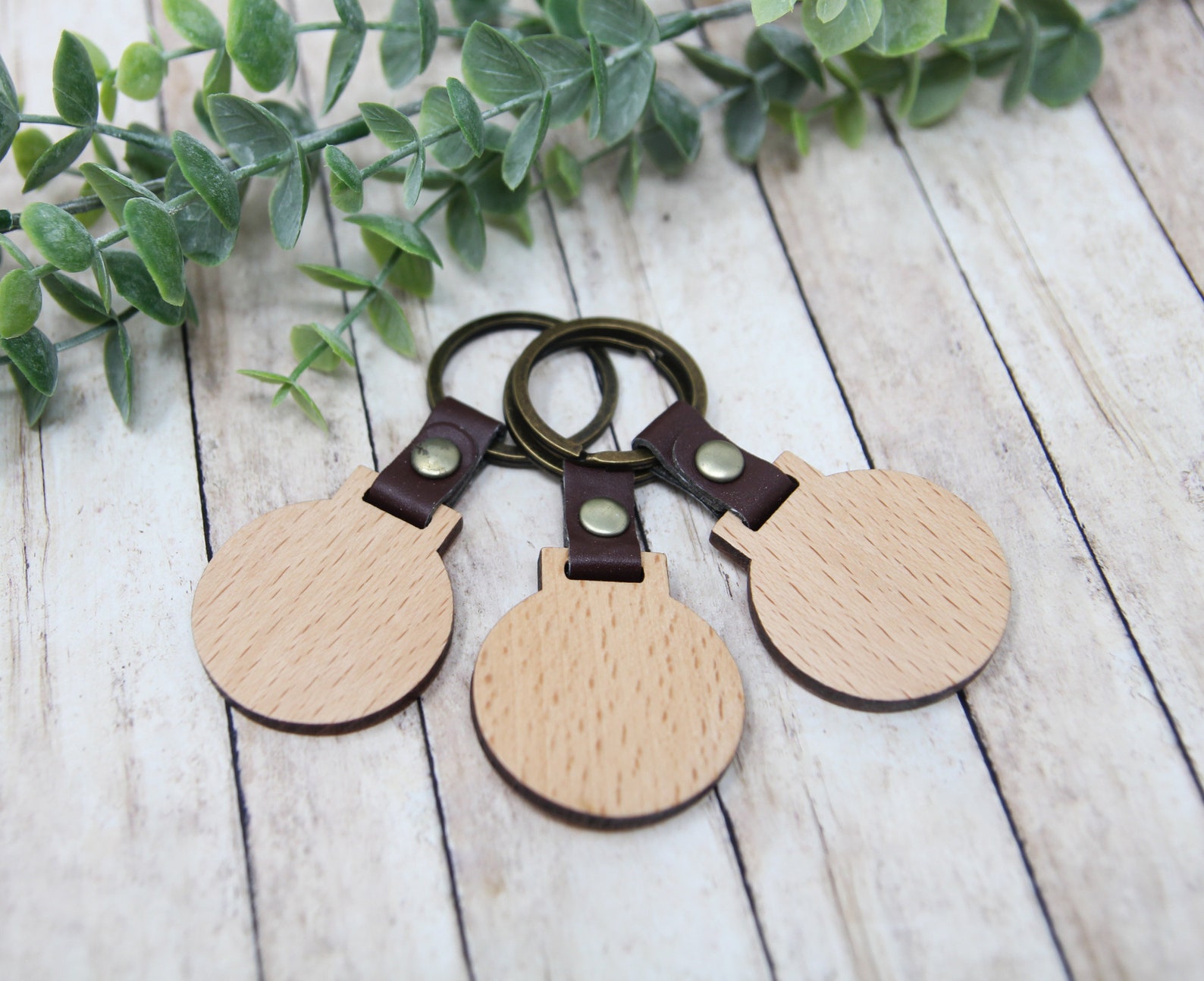 Wood Keychain Blank Personalized Wood Keychain Round Wood - Etsy