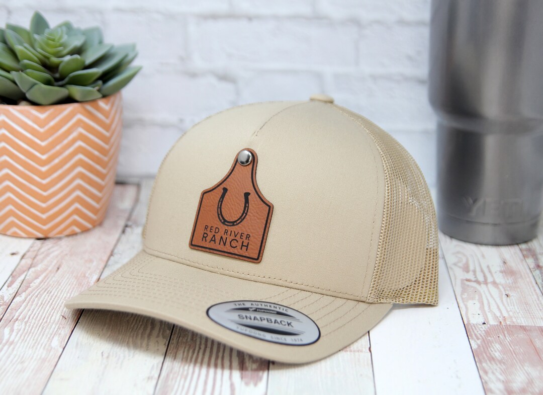 Custom Ear Tag Hat | Trucker Leather Patch Hat | Cattle Tag Logo ...