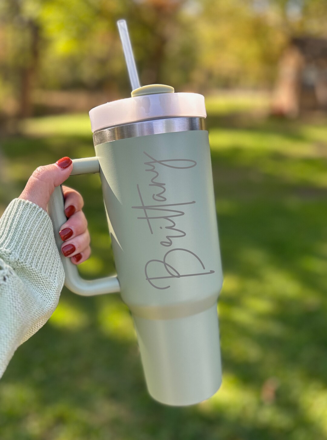 Personalized Tumbler Engravced Tumbler With Handle and Straw 40oz ...