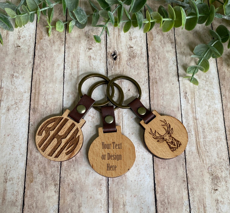 Wood Keychain Blank Personalized Wood Keychain Round Wood - Etsy