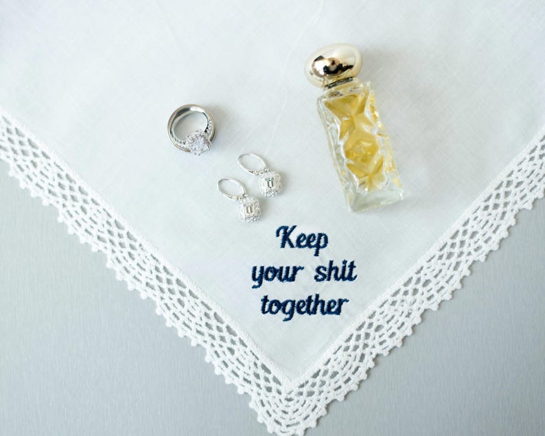 Keep Your Shit Together Wedding Handkerchief, Something Blue for Bride ...