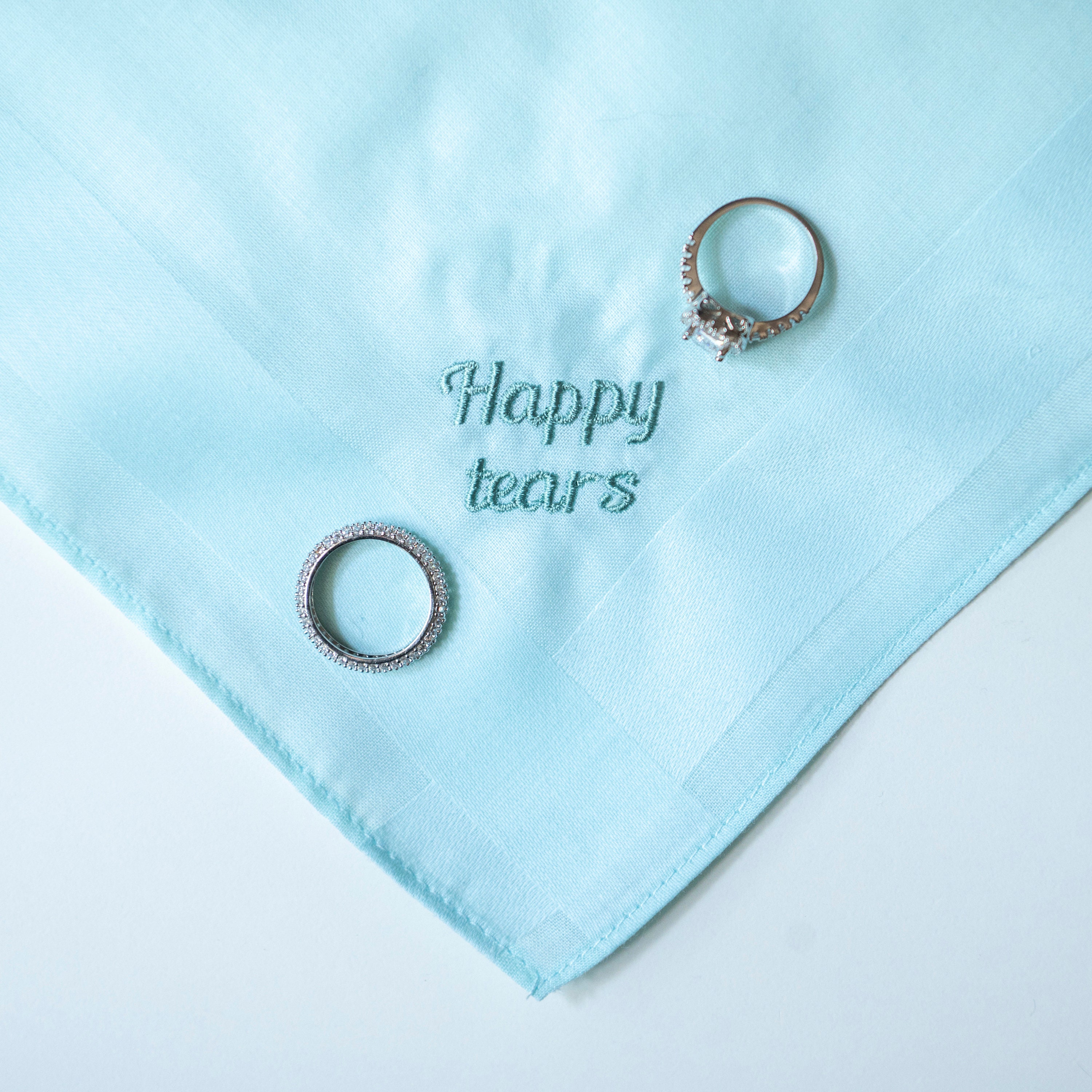 Embroidered Wedding Handkerchief, Happy Tears, Mother of Bride Gift - Etsy