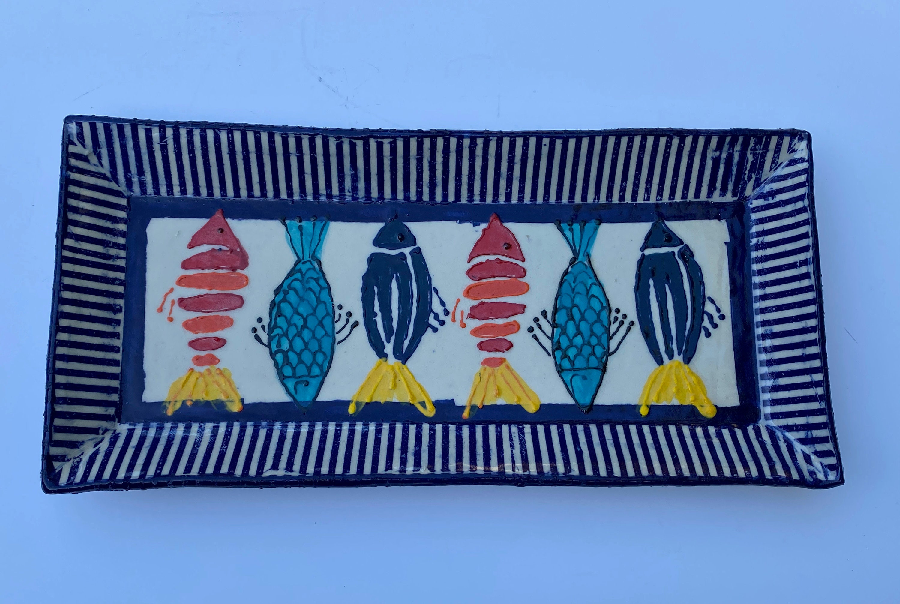 Platter Ceramic Rectangle Pottery With Whimsical Fish Hand | Etsy