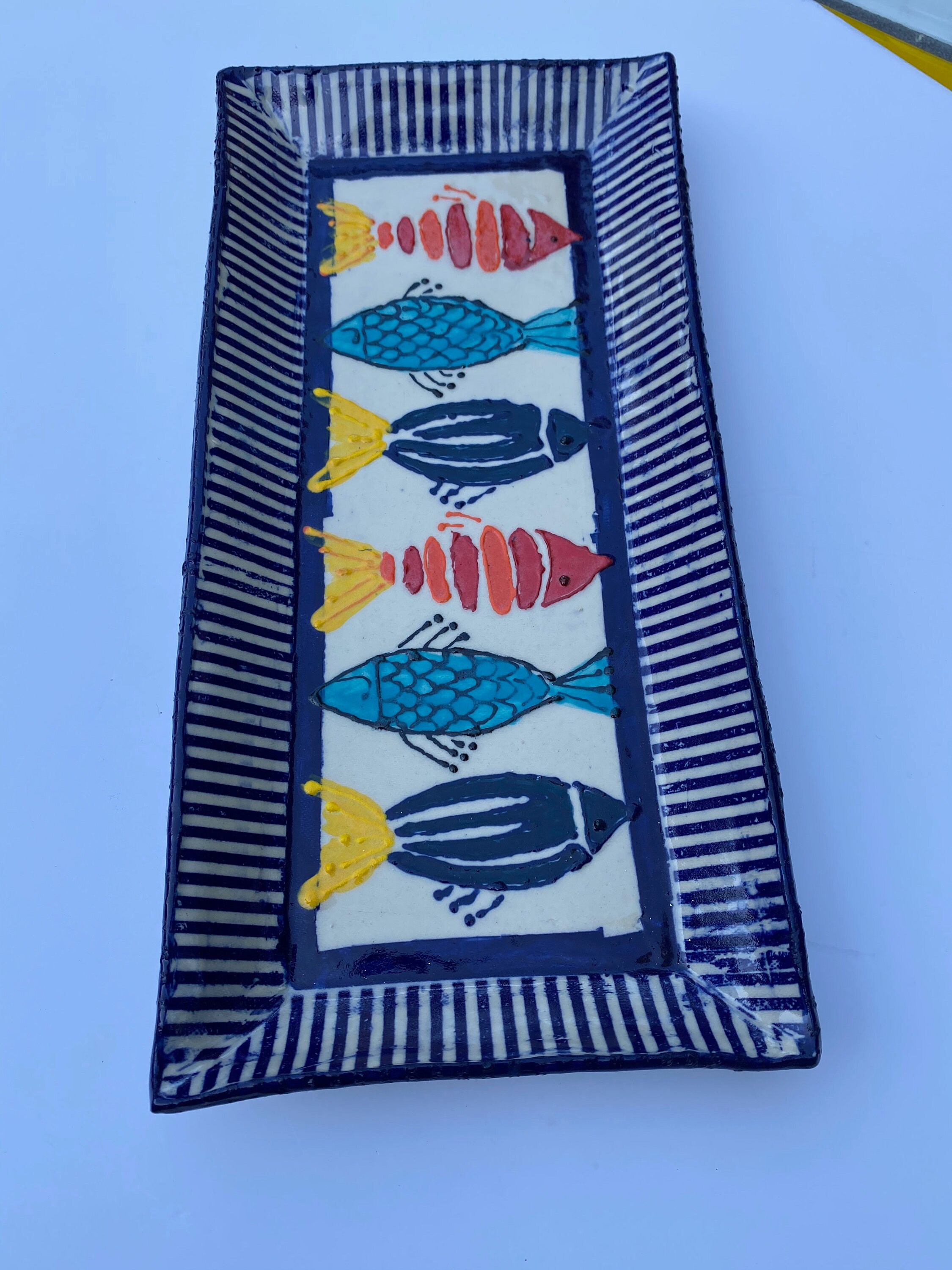 Platter Ceramic Rectangle Pottery With Whimsical Fish Hand | Etsy