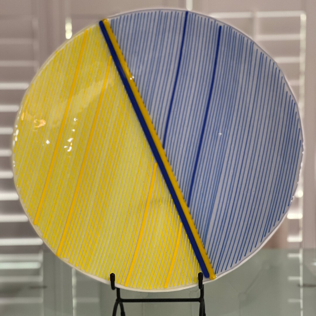 Glass Centerpiece Bowl, Fused Glass Platter, Large Round Glass Tray ...