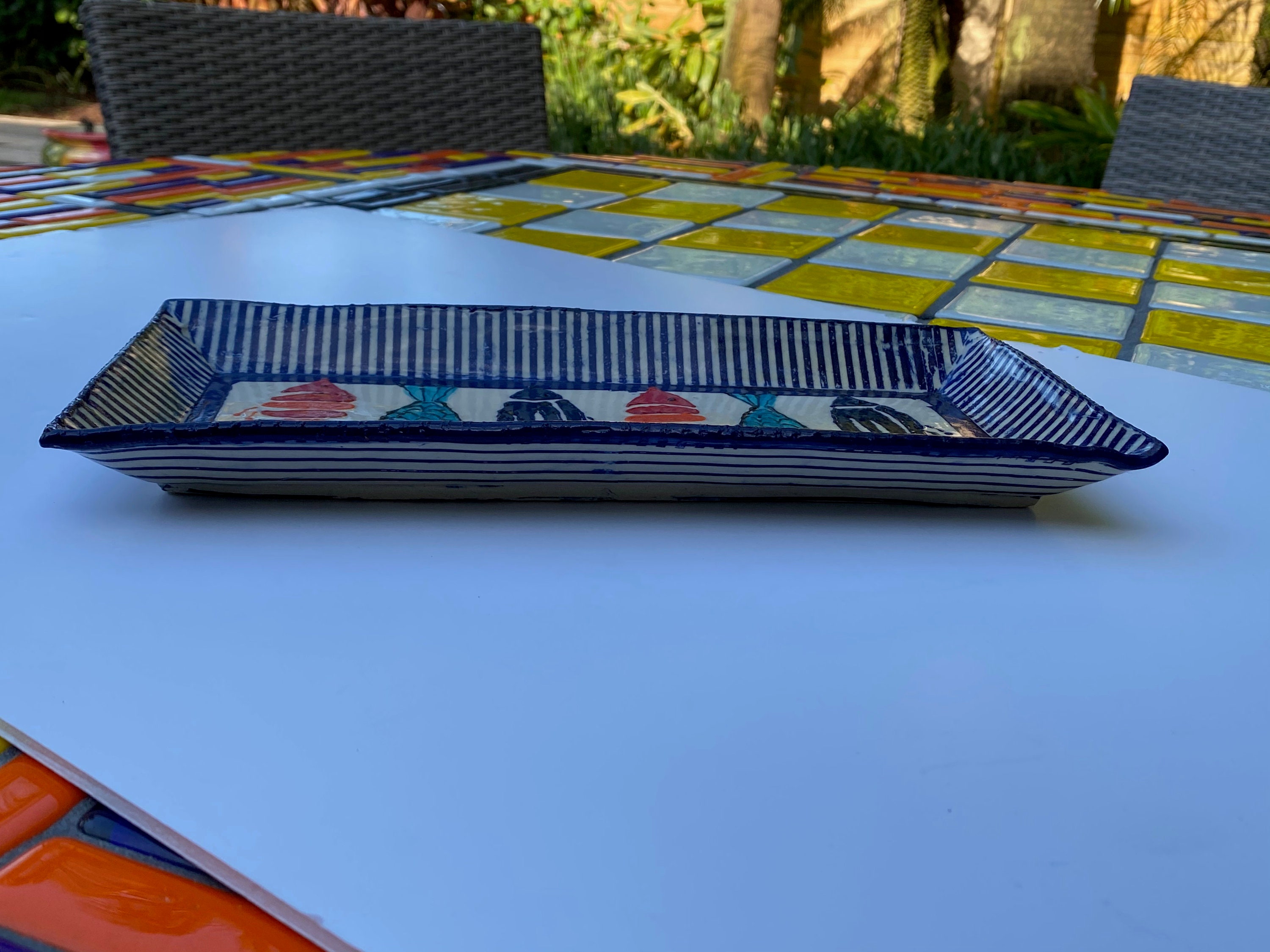 Platter Ceramic Rectangle Pottery With Whimsical Fish Hand | Etsy