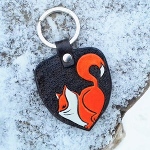 Fox Key Fob, Fox Keychain, Fox Leather Keychain, Custom Leather ...